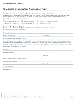 Fillable Online Charitable Organisation Application Form 2023 - Ifsl ...