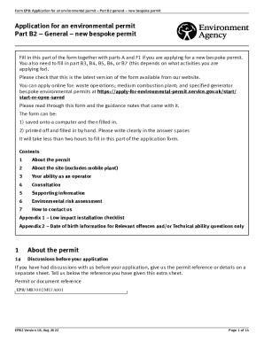 Fillable Online Application for Environmental Permit - Part B2 General ...
