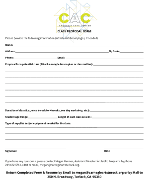 Fillable Online Class Proposal Form for Potential Classes - 2023 Fax ...