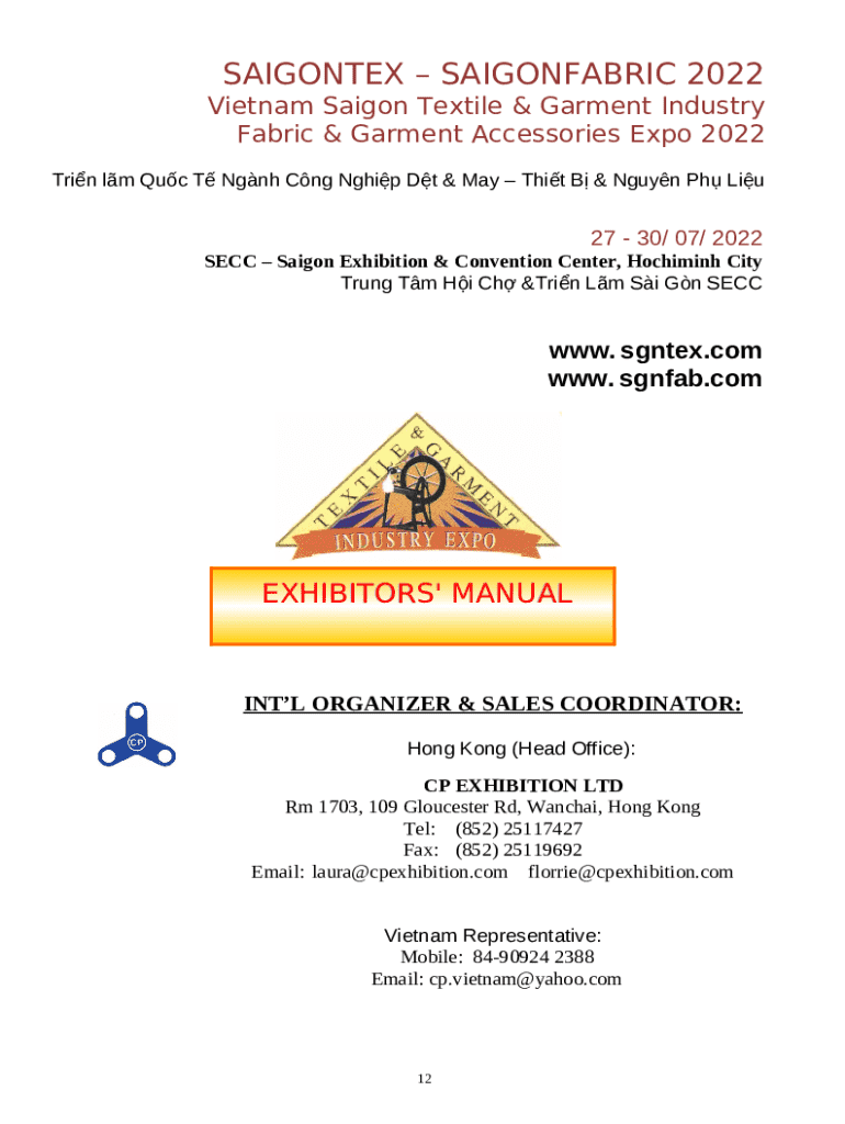 Saigontex - Saigon Fabric 2022 Manual Doc Template | pdfFiller