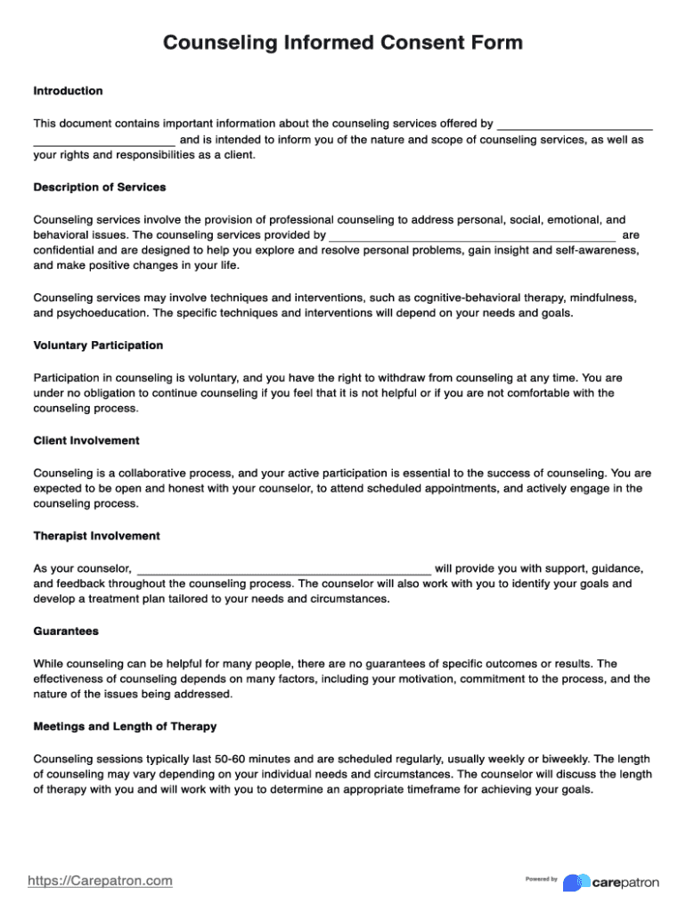 Fillable Online Counseling Informed Consent Form PDF. Discover what ...