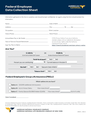 Fillable Online Federal Employee Data Collection Sheet 2023 ...