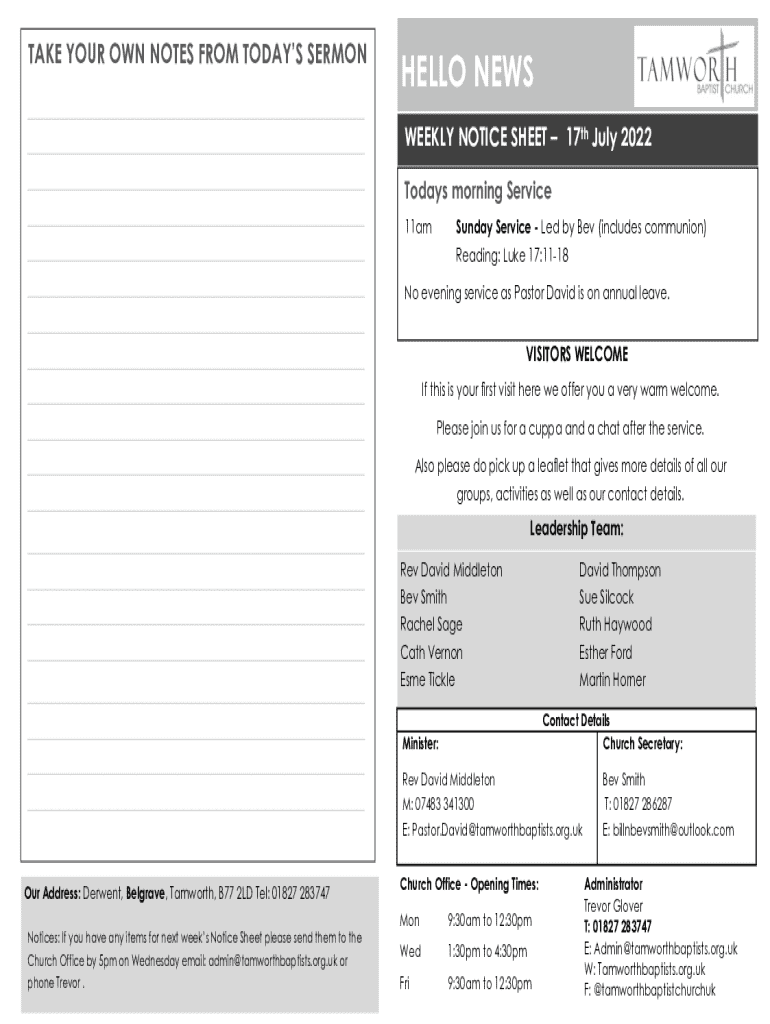 Fillable Online Sermon Evaluation Form Examples Fax Email Print - pdfFiller
