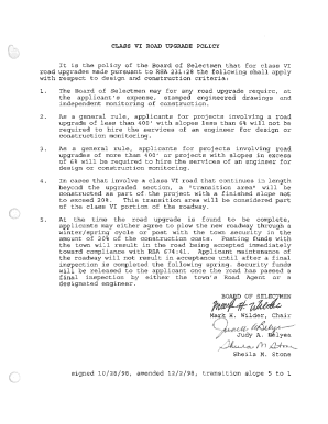 Fillable Online Class Vi Road Upgrade Policy for Building Permits ...