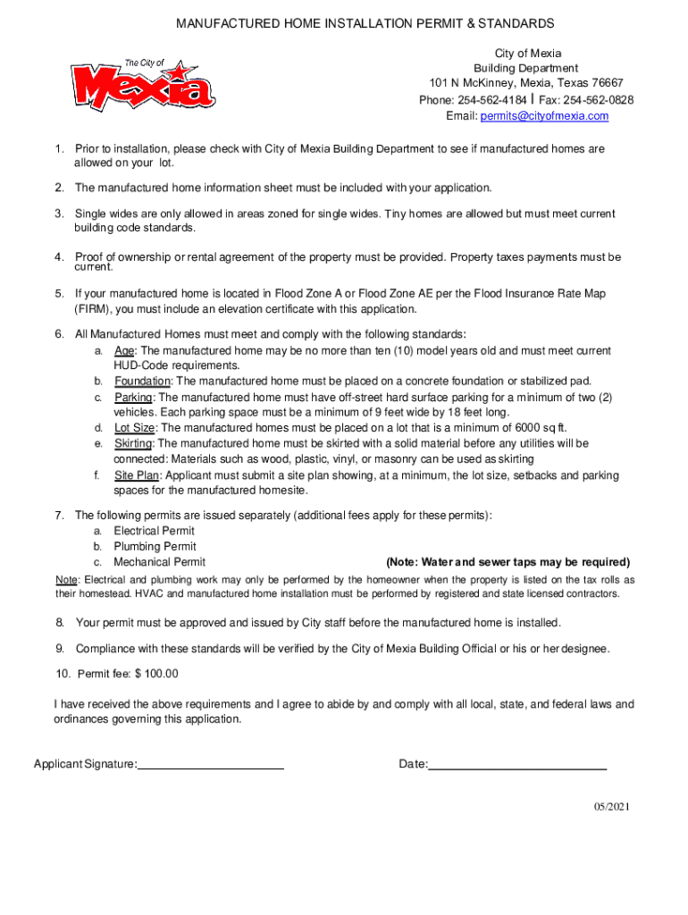 Fillable Online 2021 Manufactured Home Installation Permit and ... Fillable Online 2021 Manufactured Home Installation Permit and ...