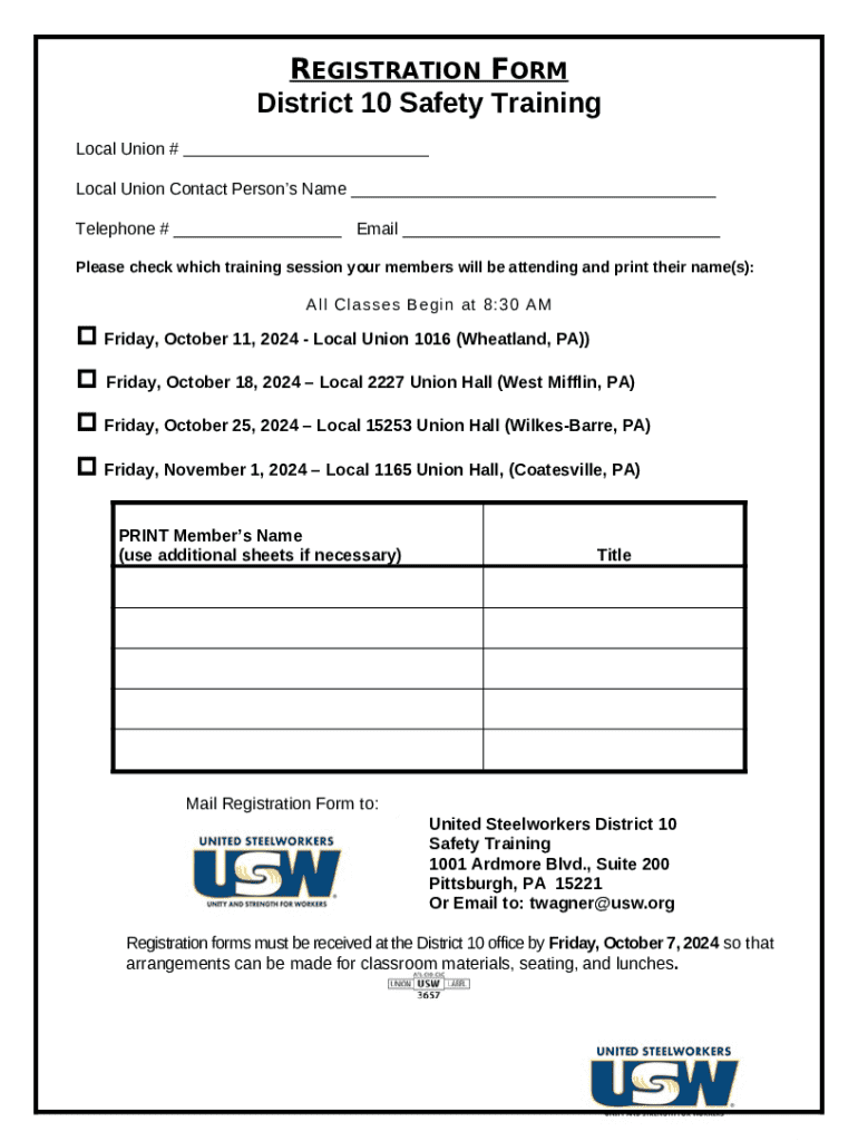 Registration - m usw Doc Template | pdfFiller
