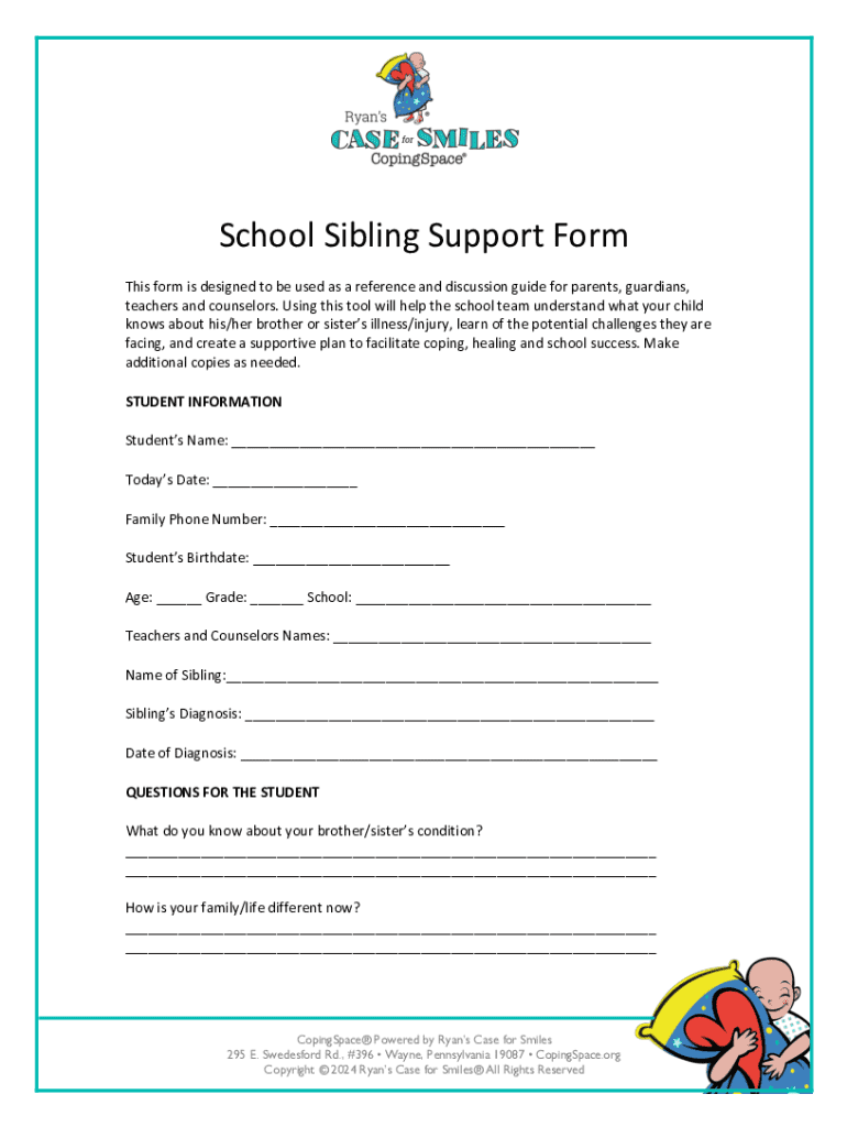 Fillable Online School Sibling Support Form 2024: Helping Kids Cope ...