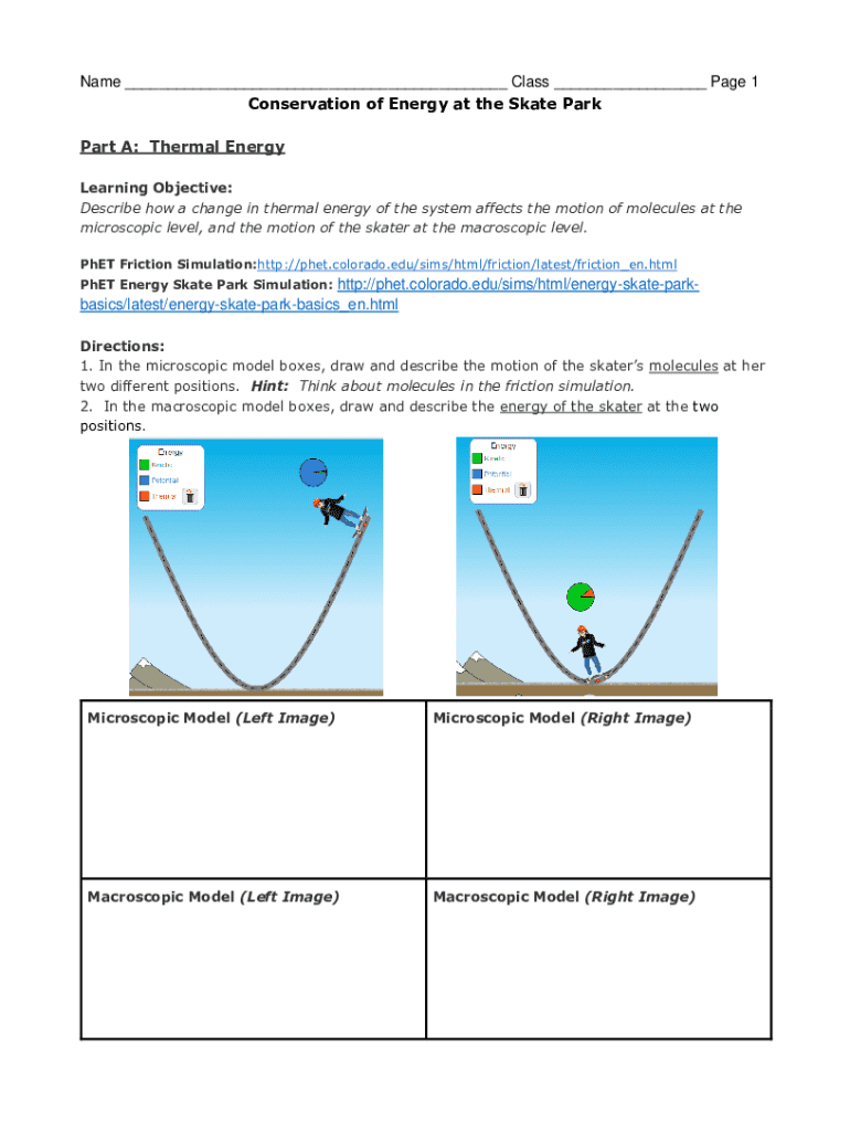 Fillable Online Conservation of energy phet worksheet (docx) Fax Email ...
