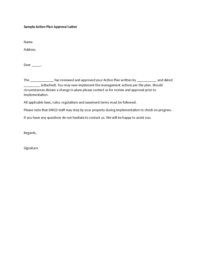Action Plan Approval Letter - bwsr state mn Doc Template | pdfFiller