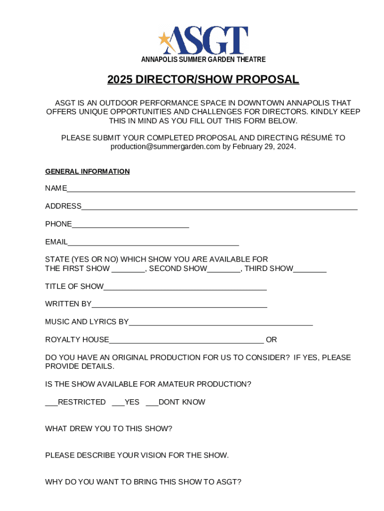 2025 Director/show Proposal Doc Template | pdfFiller
