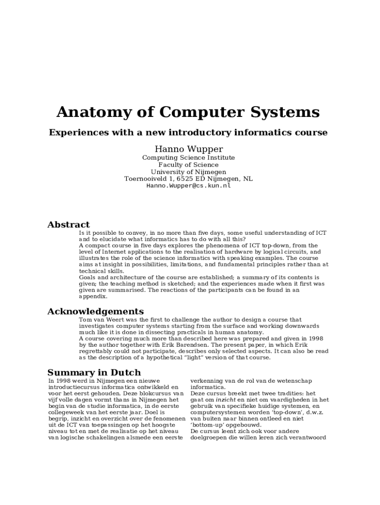 Introduction to Computers, Anatomy of ... Doc Template | pdfFiller