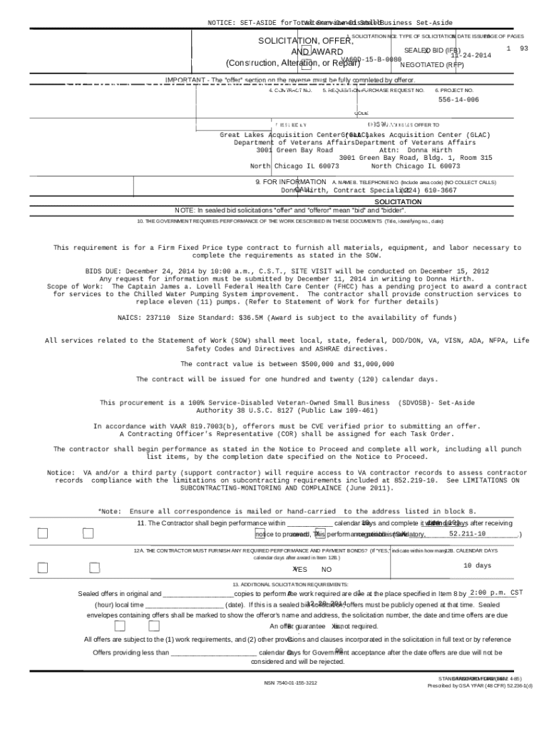 Solicitation atStandard 1442 Doc Template | pdfFiller