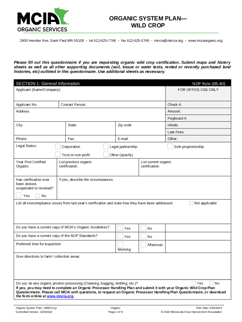 Organic System Plans: Field and Row Crops and Pasture and ... - docs ...