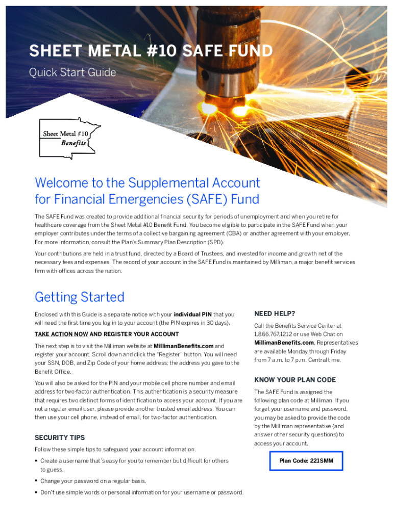 Fillable Online 2023 Sheet Metal #10 Safe Fund Quick Start Guide for ...