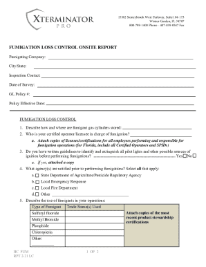 Fillable Online 2023 Fumigation Loss Control Onsite Report - Safety and ...