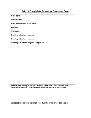 Fillable Online School Complaints Procedure Form 2021 - Submission of Complaints Fax Email Print ...