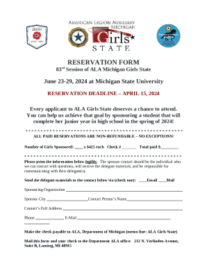 Reservation Doc Template | pdfFiller