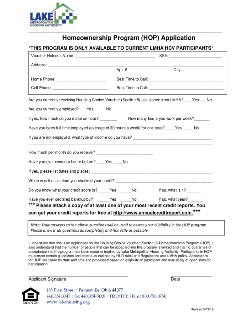 Fillable Online 2023 Homeownership Program Application for Lmha Hcv ...