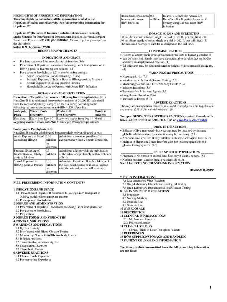 Fillable Online Hepagam B Prescribing Information 2022 | Hepatitis B ...