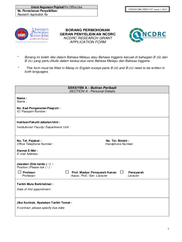 Fillable Online NCDRC Research Application Form Fax Email Print - pdfFiller