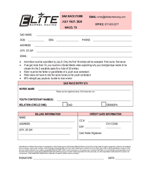 Fillable Online Dad Race Entry Form 2024 - Elite Barrel Racing in Waco ...
