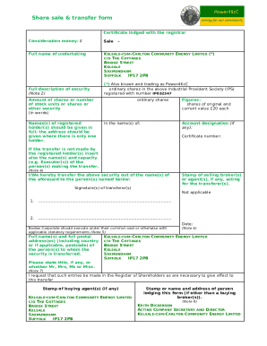 Share Sale & Transfer Doc Template | pdfFiller