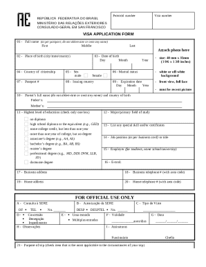 Visa Application Doc Template | pdfFiller