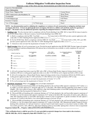 Fillable Online Uniform Mitigation Verification Inspection Form 2023 ...