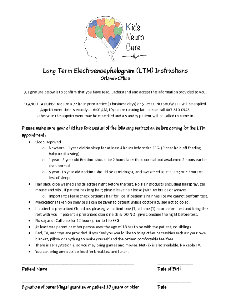 Fillable Online Ltm Instructions for Eeg 2023 - Patient Preparation ...