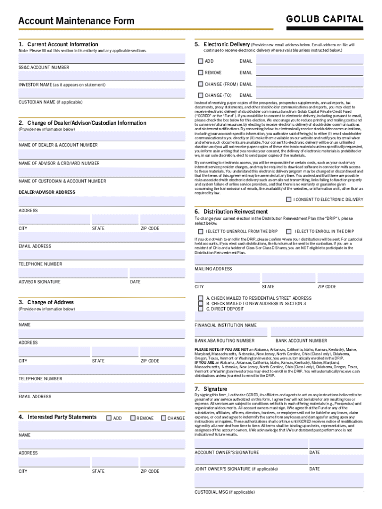 Fillable Online 2023 Account Maintenance Form for Electronic Delivery ...
