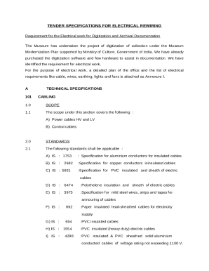 Tender Specifications for Electrical Rewiring Doc Template | pdfFiller