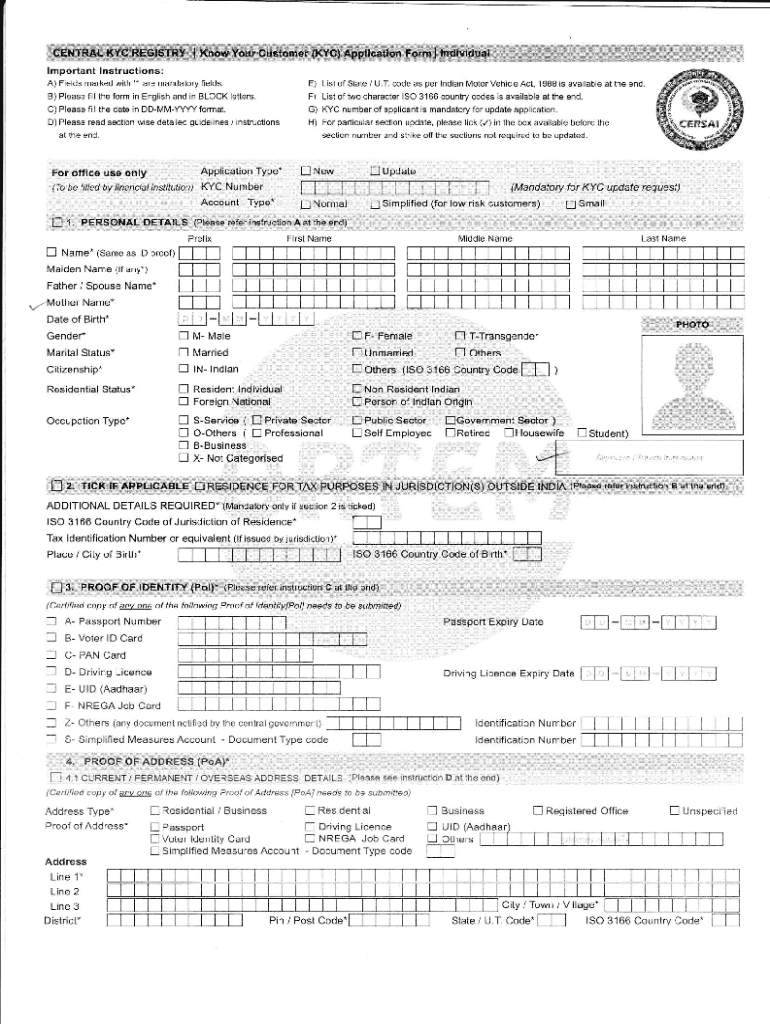 Fillable Online Know Your Customer (KYC) Application Form - Individual ... Fax Email Print ...