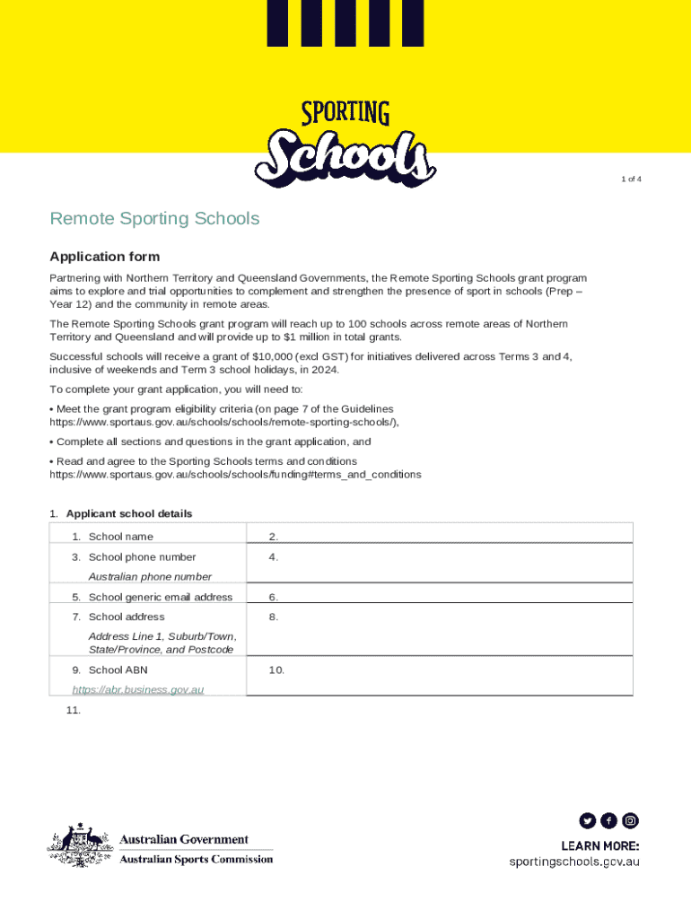 Remote Sporting Schools Application Doc Template | pdfFiller