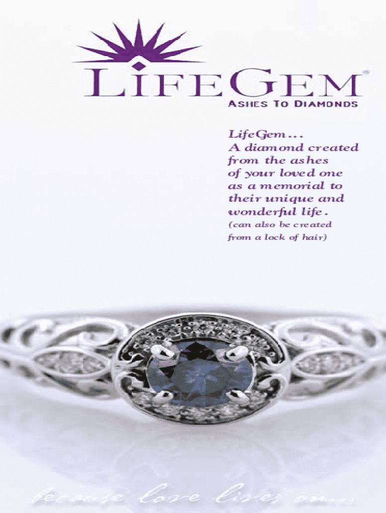 Fillable Online Lifegem Memorial Diamonds: Celebrate Love and Cherish ...