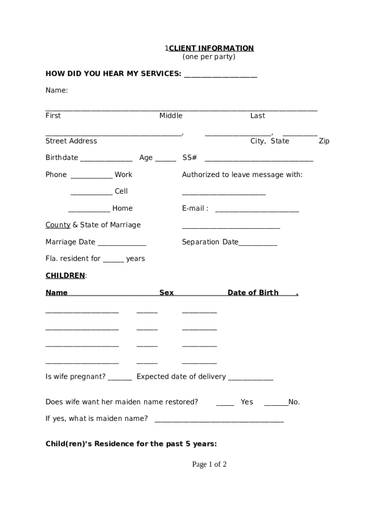 Client Ination Doc Template | pdfFiller