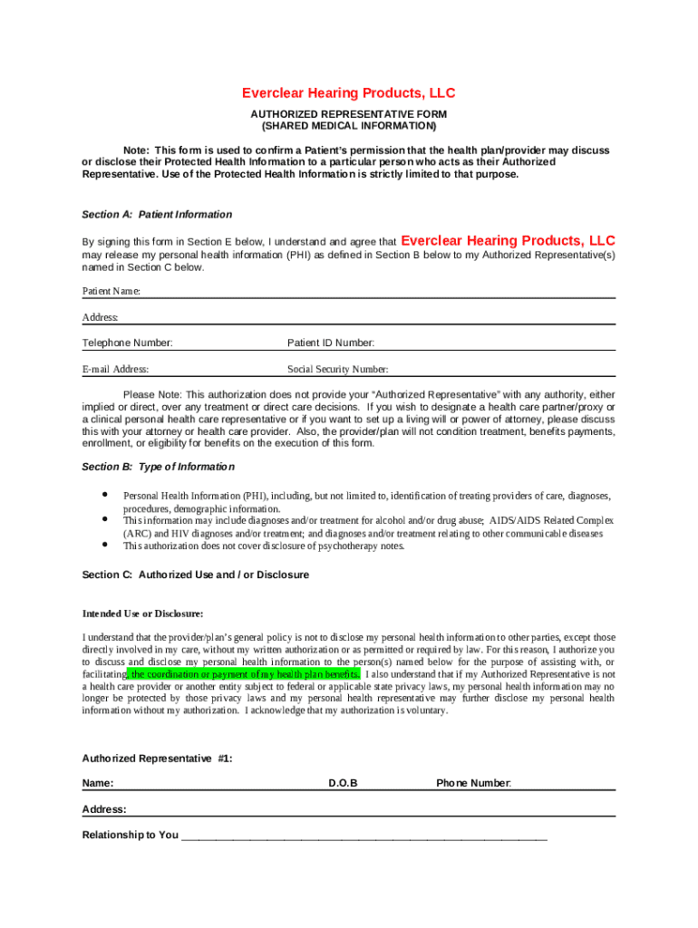 Authorized Representative Doc Template | pdfFiller