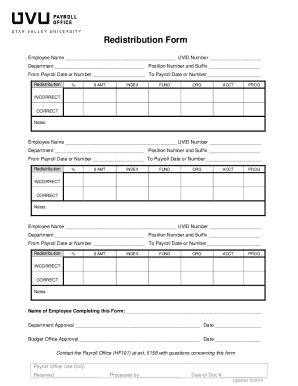 Fillable Online Labor Redistribution Form 2019 - Payroll Expense ...