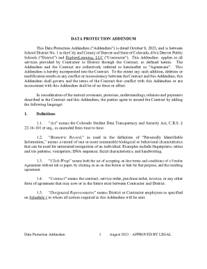 Fillable Online Data Protection Addendum Between Denver Public Schools ...