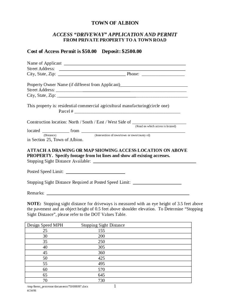 Driveway Application and Permit Doc Template | pdfFiller