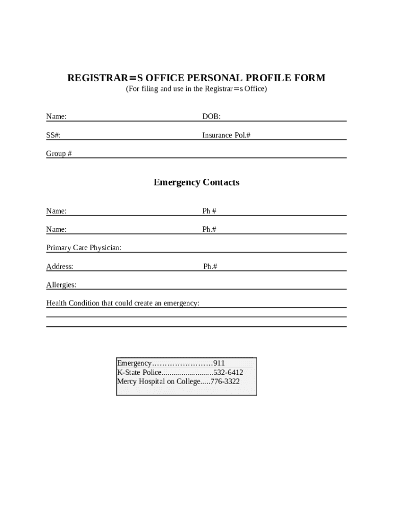 Personal Profile Doc Template | pdfFiller