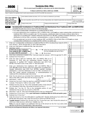 Fillable Online 2018 Form 8606 - Nondeductible Iras and Distributions ...