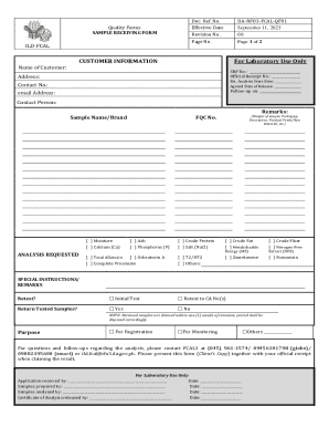 Fillable Online Sample Receiving Form 2023 - Feed Chemical Analysis ...