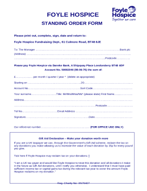 Standing Order Doc Template | pdfFiller