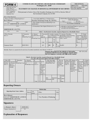 Fillable Online Sec Form 4 - Statement of Changes in Beneficial ...