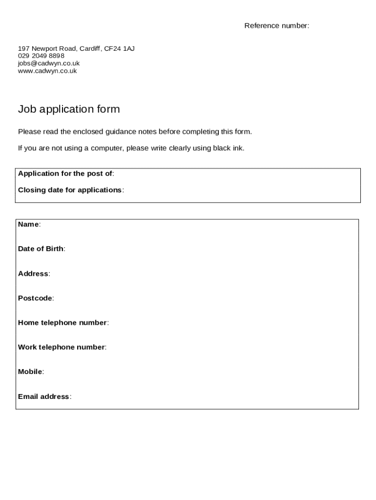 Job Application Doc Template | pdfFiller