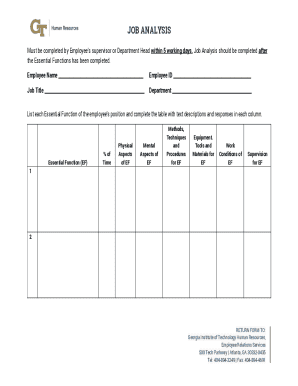 Fillable Online Job Analysis Form - Essential Functions Overview 2023 ...