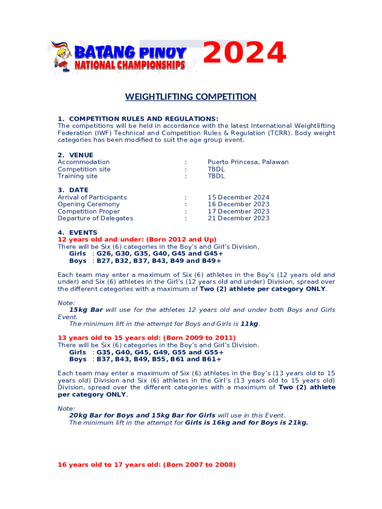 Weightlifting Competition 2024 Doc Template | pdfFiller