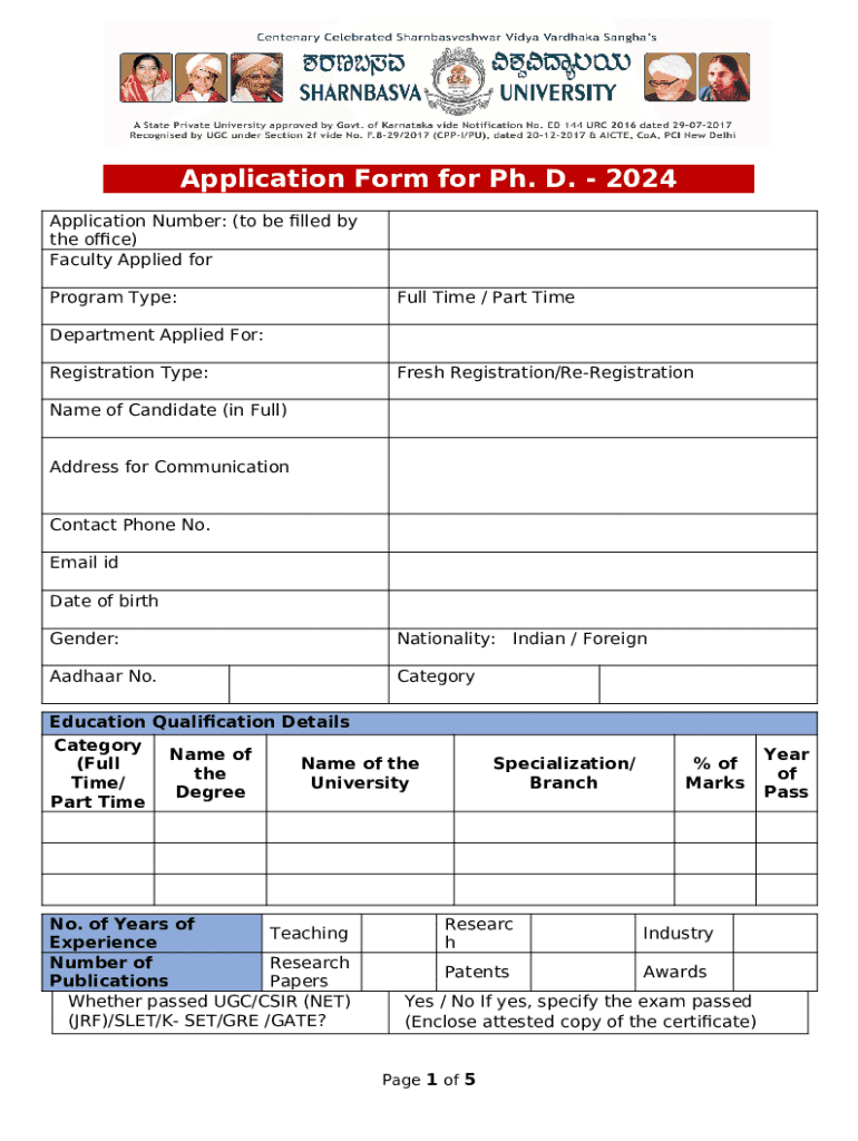 Application for Ph. D. Doc Template | pdfFiller