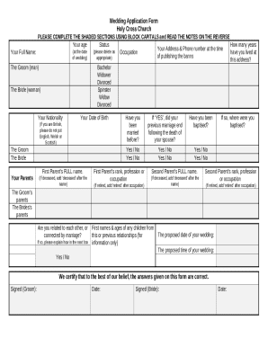Wedding Application Doc Template | pdfFiller