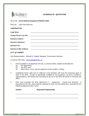 Schedule B - Quotation Doc Template | pdfFiller